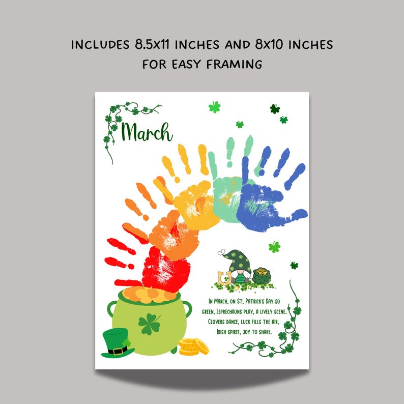 March Handprint Footprint Crafts Printable, DIY Art Kids Preschool ...
