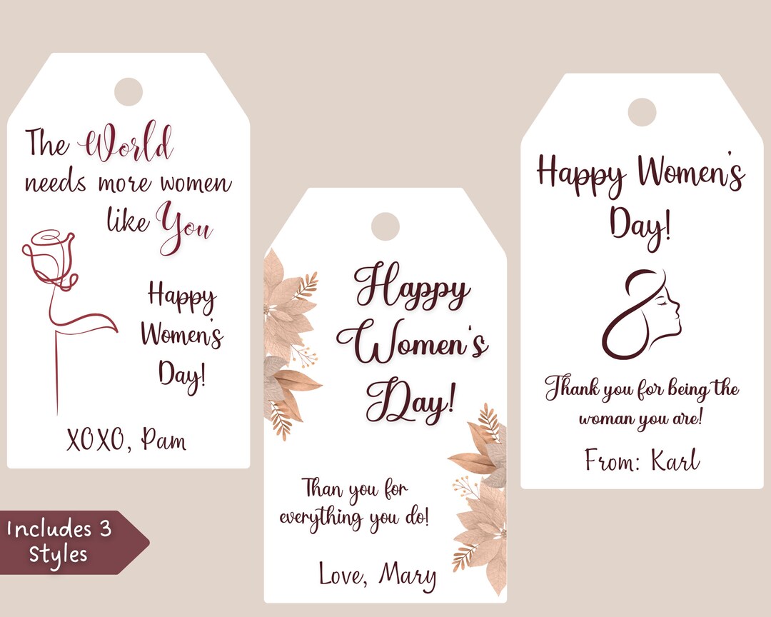 Customized Happy Women's Day Gift Tags Printable Editable - Etsy