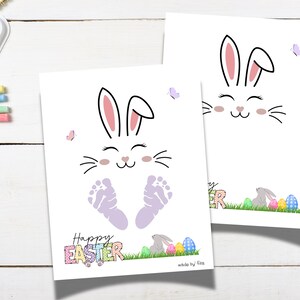 Happy Easter Bunny Footprint Craft for Kids Printable, DIY Handprint ...