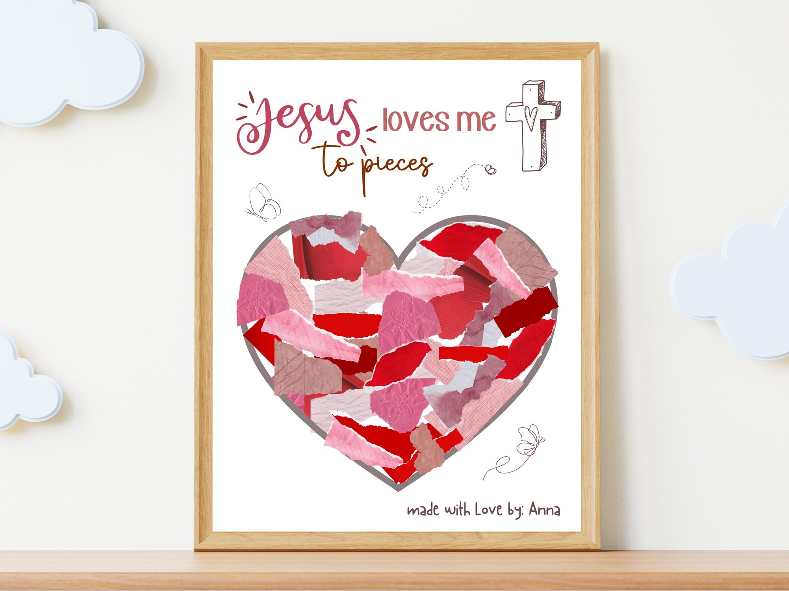 Jesus Loves Me to Pieces Christian Craft Printable, Valentine’s Day Art ...