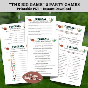 Football Party Games Bundle Printable, 2025 the Big Game Super Sunday ...
