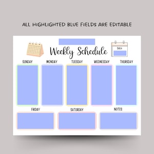 Kids Weekly Planner Printable, Editable Weekly Schedule Kids, Weekly ...