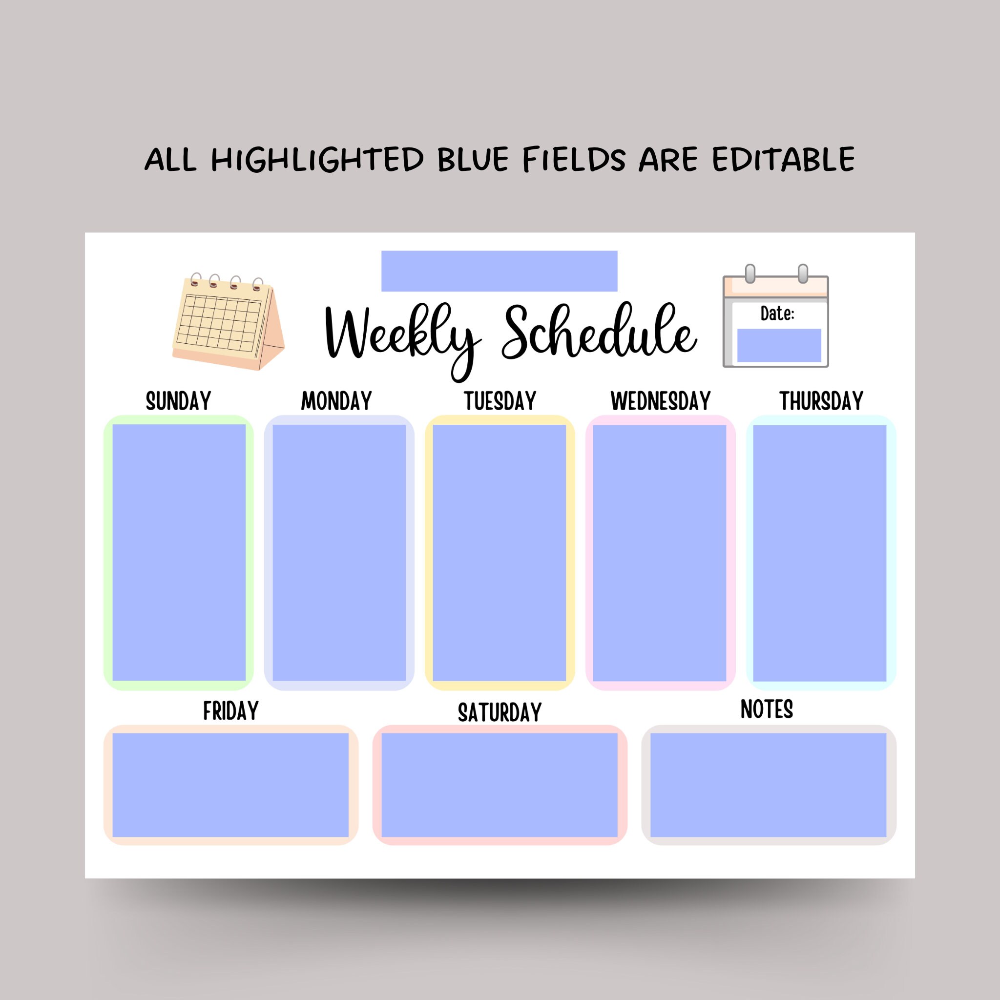 Kids Weekly Planner Printable, Editable Weekly Schedule Kids, Weekly ...