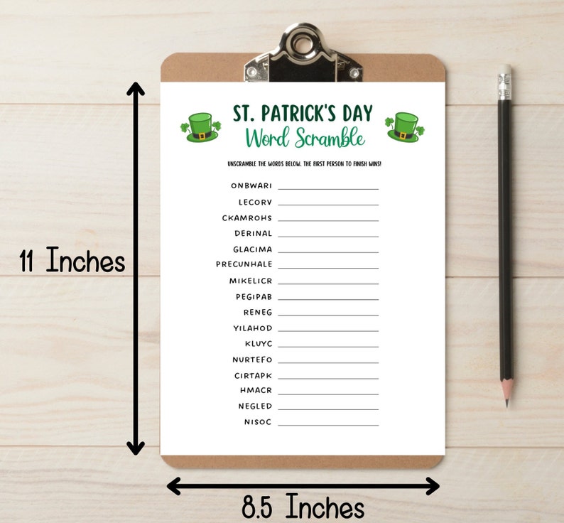 St Patricks Day Word Scramble Game Printable St. Pattys Day - Etsy