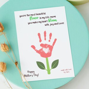 Mothers Day Flower Handprint Craft for Kids Printable Card Art Activity ...