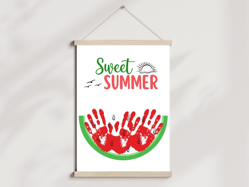 Watermelon Summer Handprint Craft Printable, DIY Art Project for Kids ...