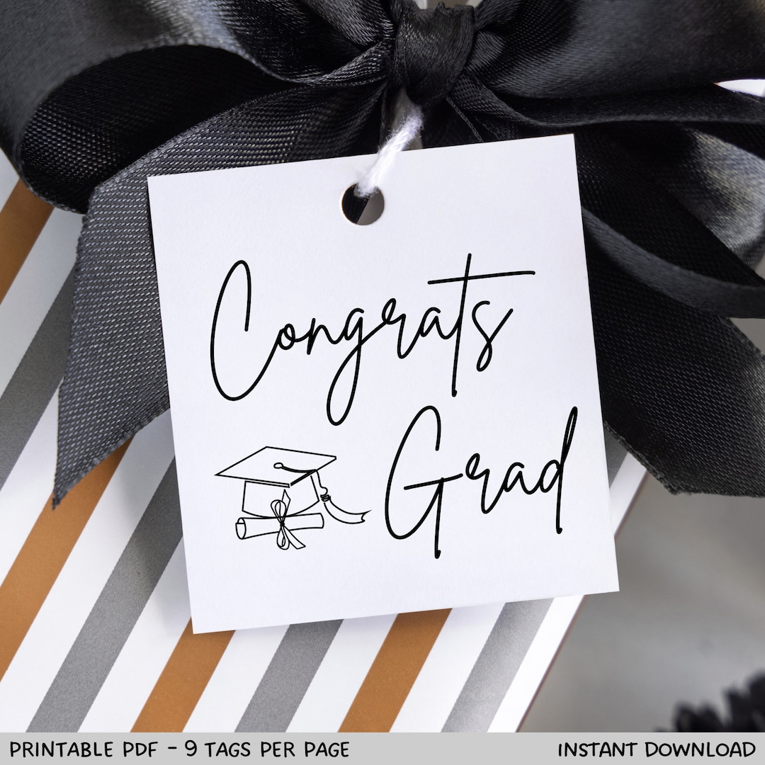 Minimalist Graduation Gift Tags Printable, Class of 2023 Favor Tag ...