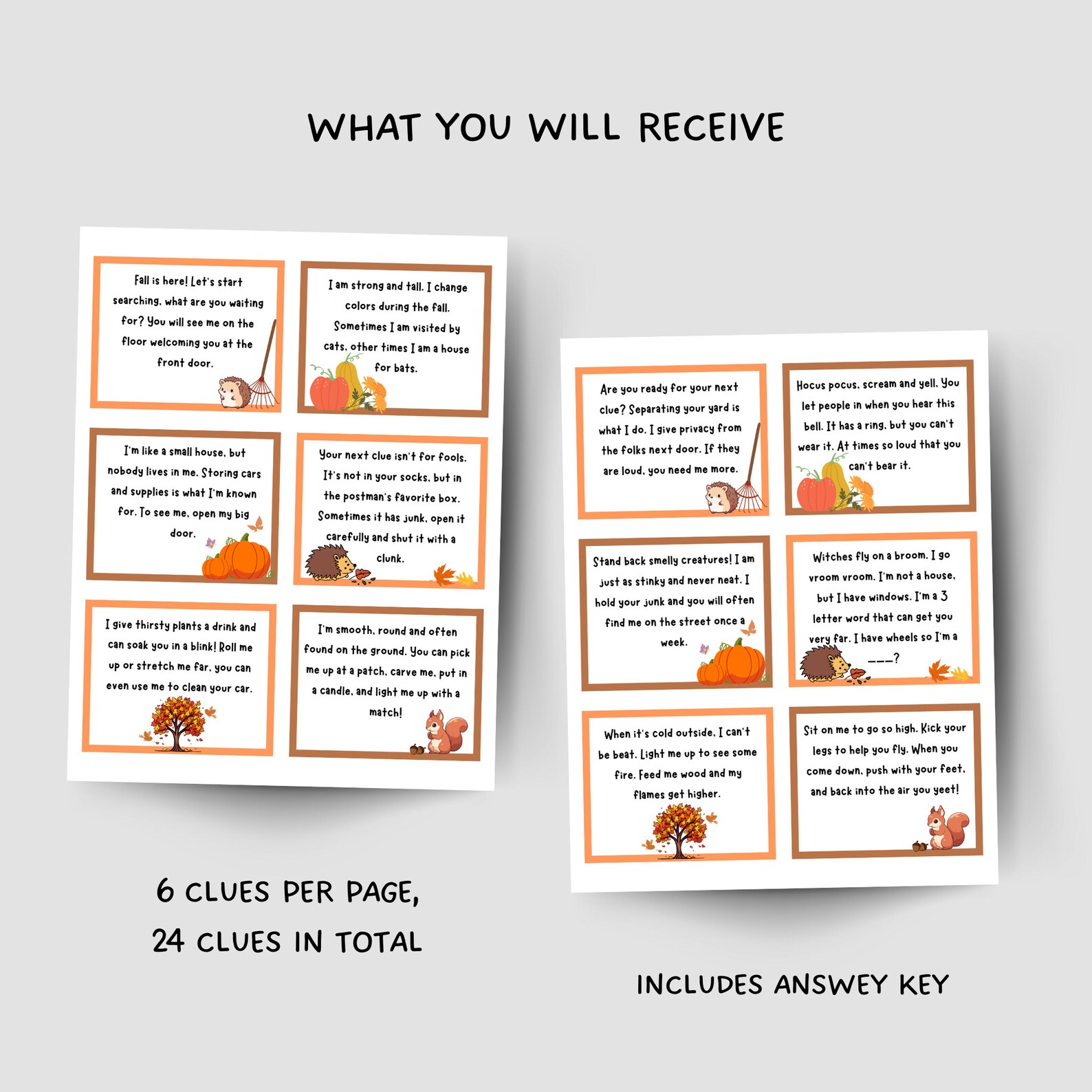 Fall Scavenger Hunt for Kids Printable, Indoor Outdoor Autumn Treasure ...