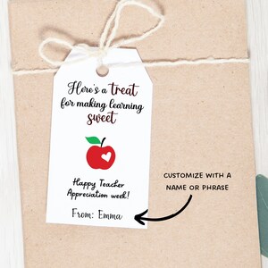 Teacher Appreciation Gift Tags Editable, Printable Custom Thank You ...