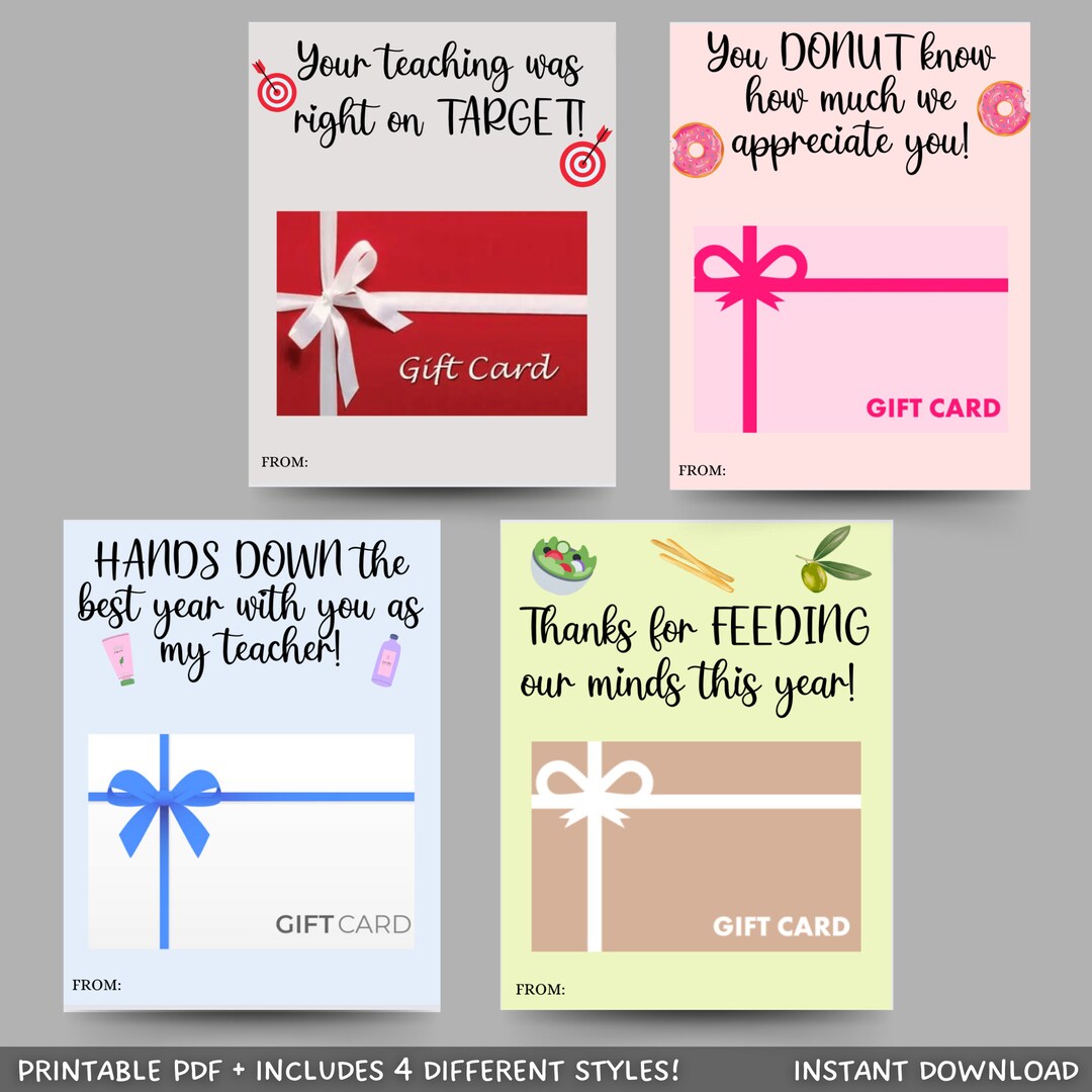 Printable Teacher Thank You Card, Teacher Appreciation Gift Tags Year ...