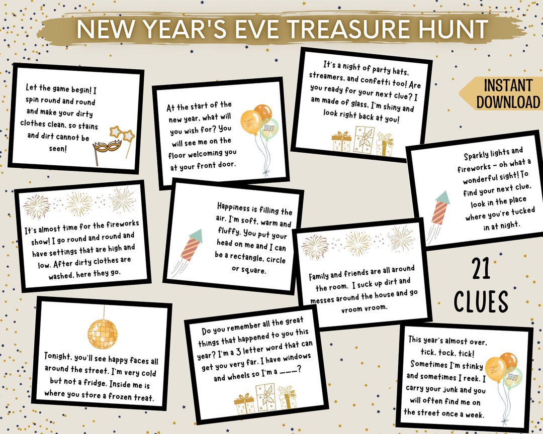 New Years Eve Scavenger Hunt Printable New Year's Eve - Etsy