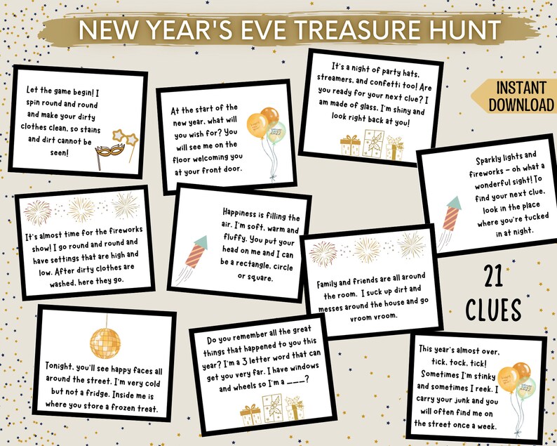 New Years Eve Scavenger Hunt Printable New Year's Eve - Etsy