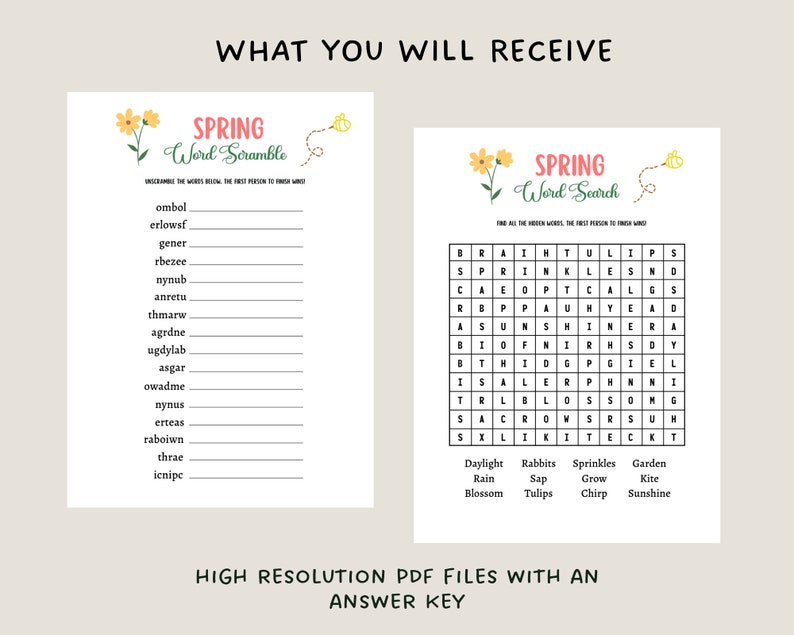 Spring Word Search Game Printable Spring Activity Adults and - Etsy