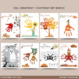 Fall Handprint & Footprint Printable Crafts, DIY Autumn Art for Baby ...