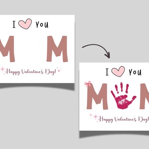 Valentines Day Handprint Holiday Crafts Printable Cute DIY Mom Art for ...