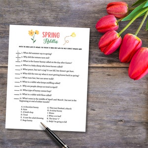 Spring Riddles Game Printable, Spring Activity Adults and Kids ...