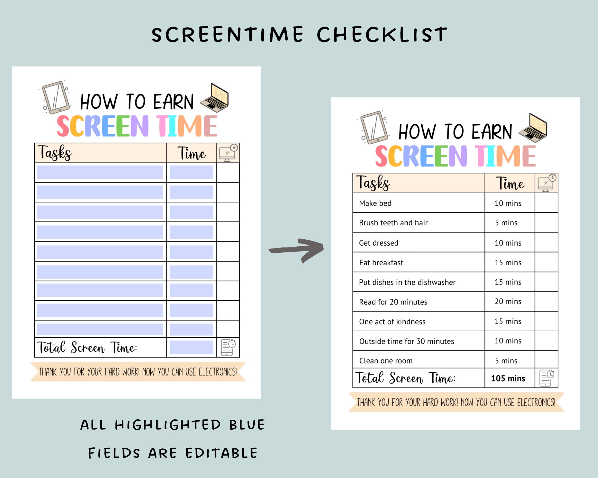 Editable Summer Planner Bundle Printable Summer Chore Chart - Etsy