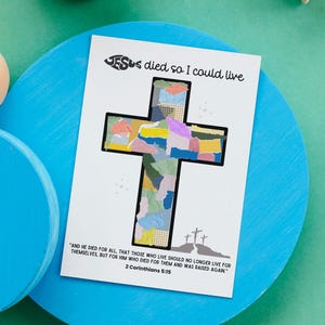 Christian Easter Torn Paper Craft Printable, Cross Scripture DIY ...