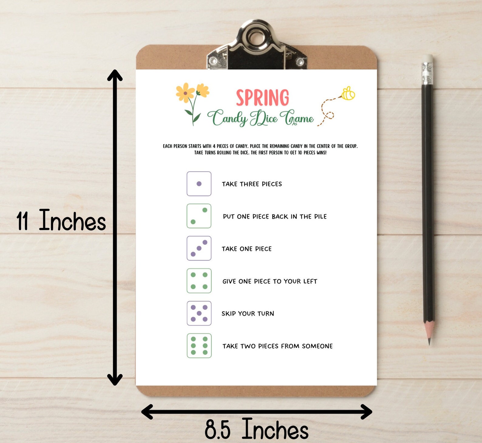 Spring Candy Dice Game Printable Spring Activity Adults & - Etsy