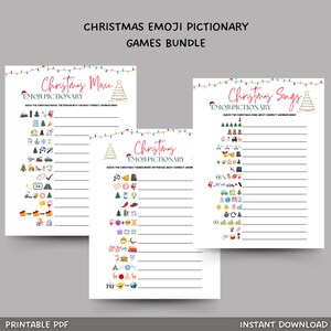 Christmas Emoji Pictionary Bundle, Printable Fun Party Game, Emoji Quiz ...