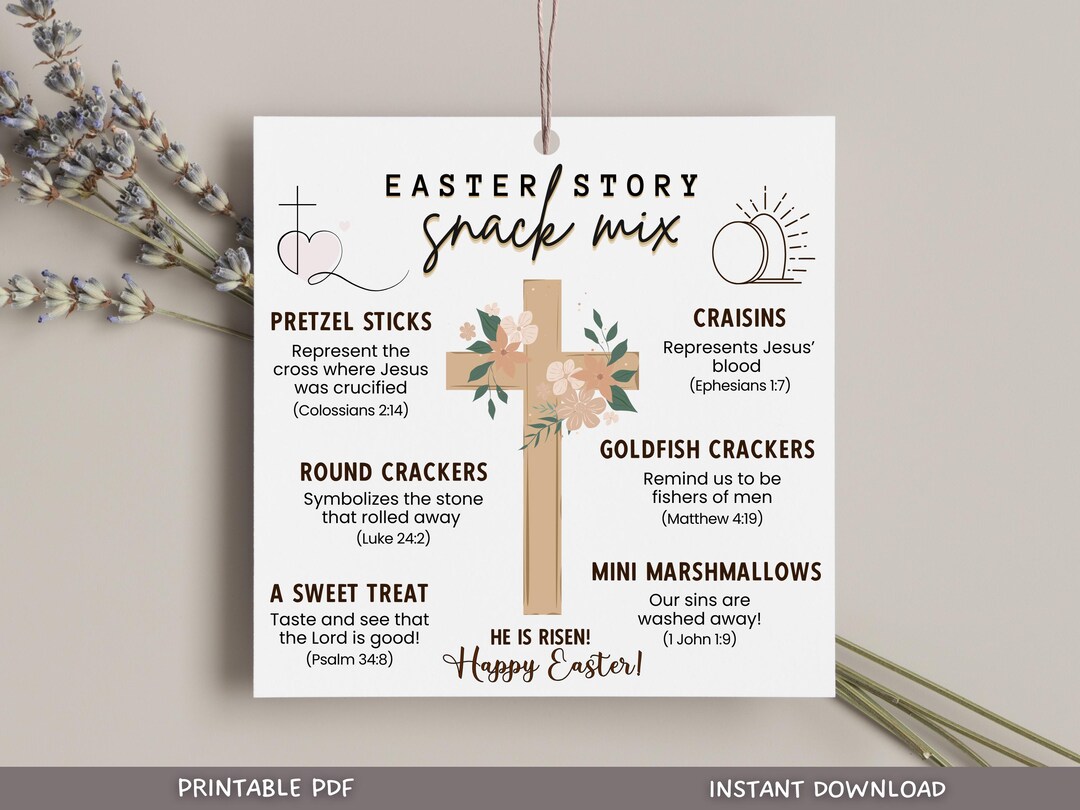 Easter Story Snack Mix Printable Holy Week Treat Basket Gift Tags ...