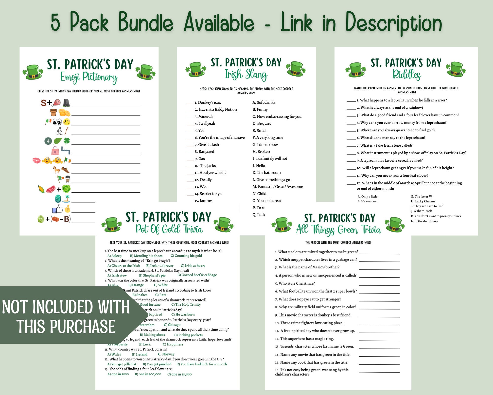 St Patrick's Day Irish Slang Game Printable St - Etsy