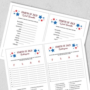 4th of July Party Games Printable Independence Day Patriotic - Etsy