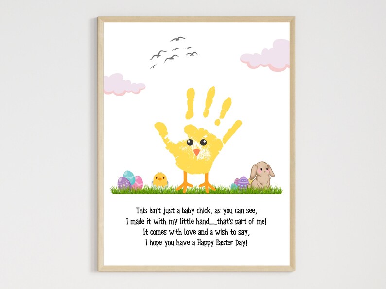 Baby Chick Happy Easter Poem Handprint Craft for Kids Printable, DIY ...