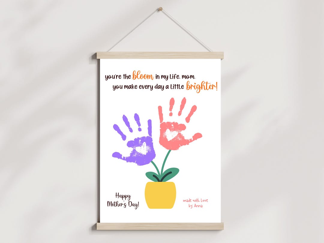 Mom Handprint Craft for Kids Printable, Mothers Day DIY Flowers Hand ...