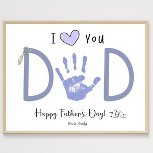 Happy Father's Day Handprint Craft Printable, DIY Art Gift for Dad From ...