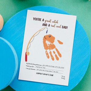 Fathers Day Handprint Craft for Kids Printable, DIY Dad Card Art ...