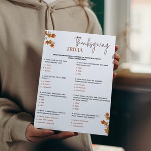 Thanksgiving Trivia Game Printable, Fun Friendsgiving Game, Turkey Day ...