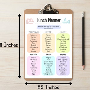 School Lunch Meal Planner Printable Editable Lunch Menu Kids - Etsy