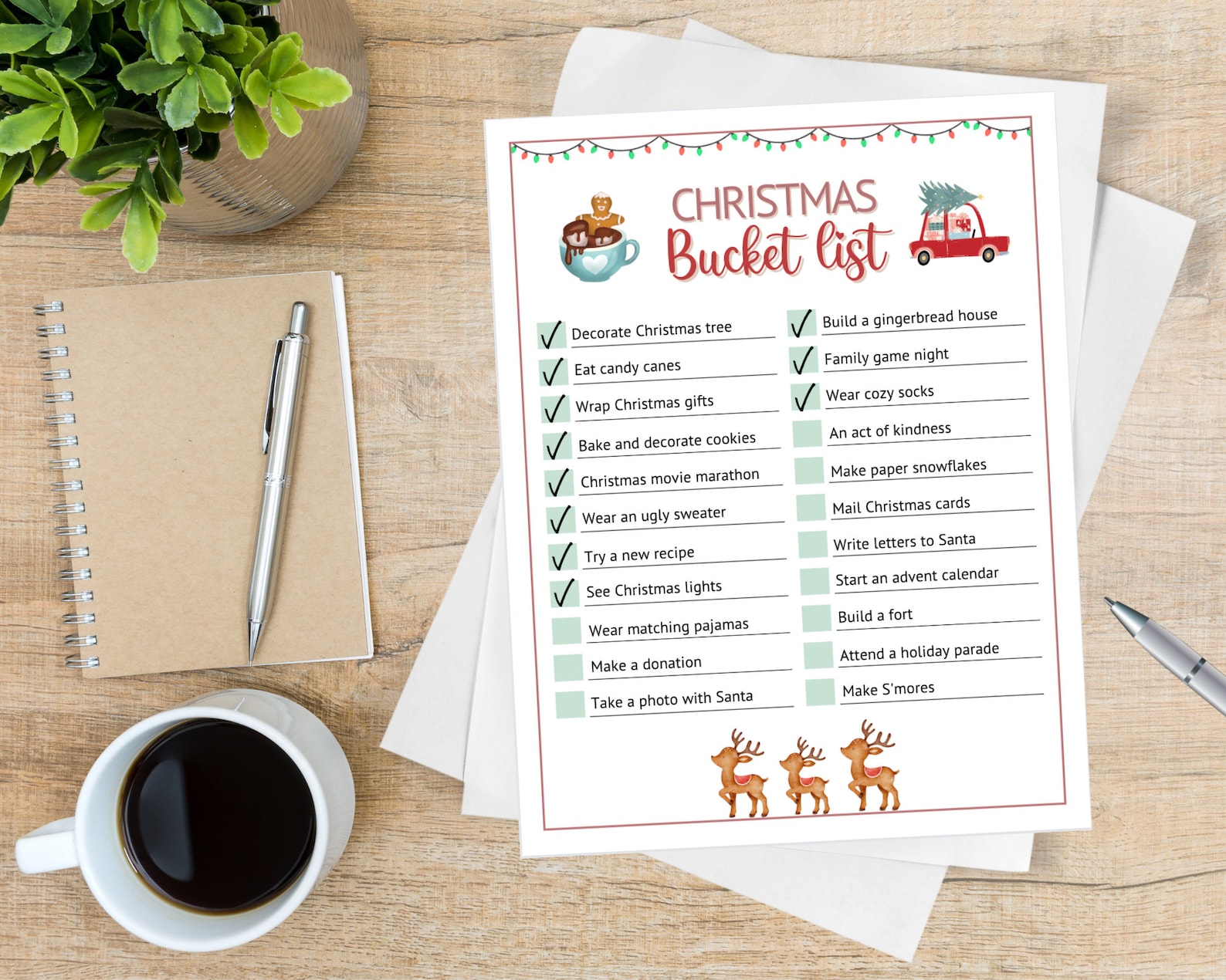Christmas Bucket List Editable Printable Custom Bucket List - Etsy