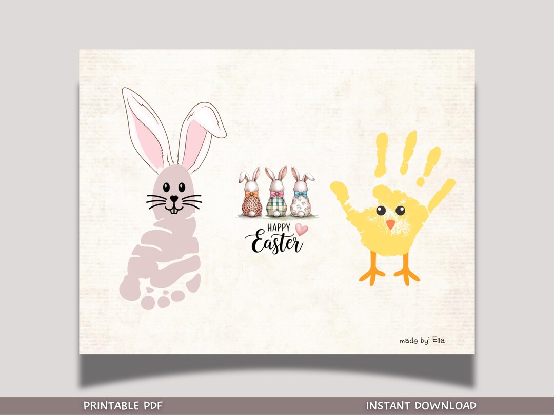 Bunny Chick Easter Handprint Footprint Craft for Kids Printable, DIY ...