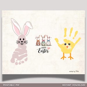 Bunny Chick Easter Handprint Footprint Craft for Kids Printable, DIY ...