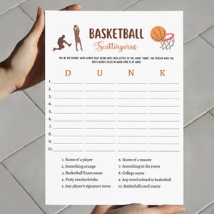Basketball Scattergories Game Printable, Basketball Tailgate Party Game ...
