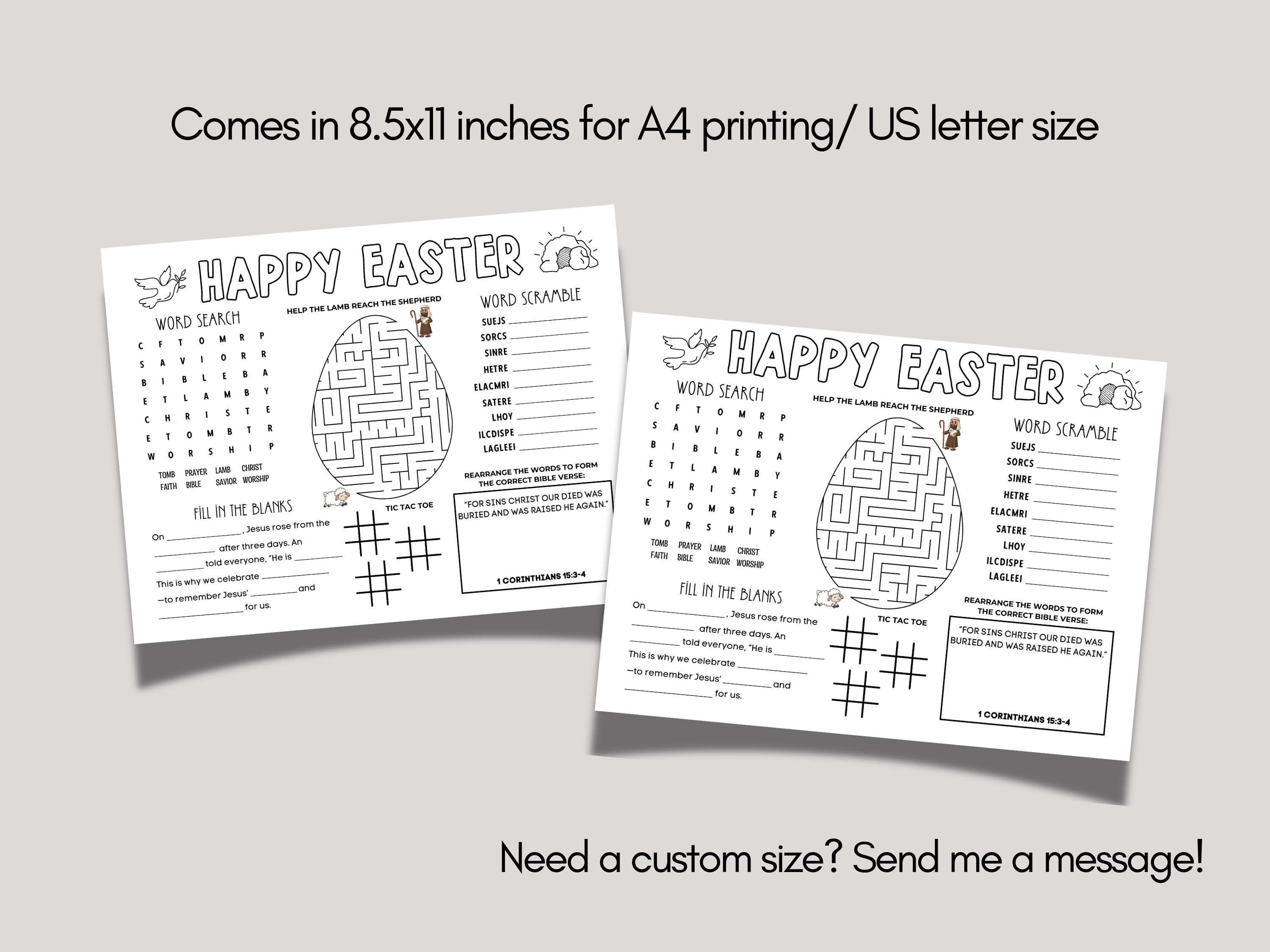 Easter Placemat Activity Printable Sheet Christian Bible Coloring for ...