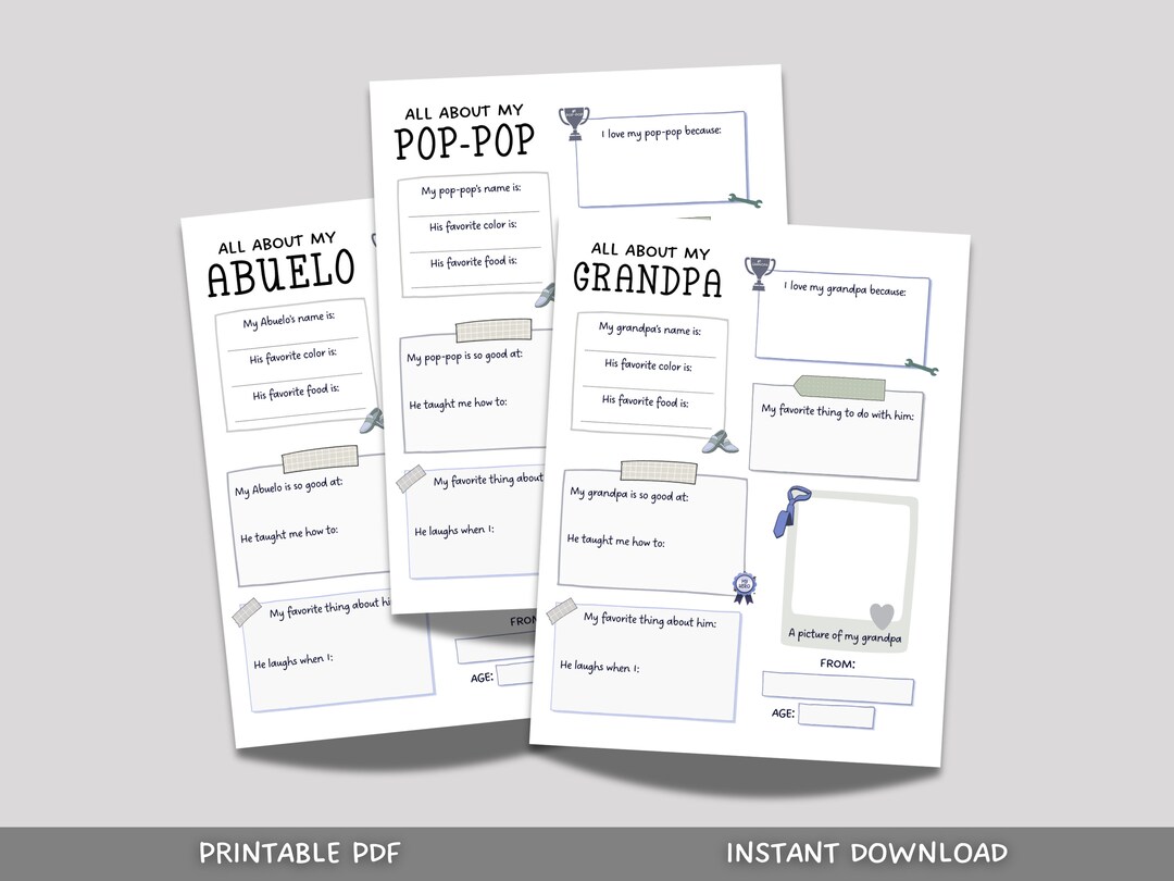 All About My Grandpa Abuelo Printable, Father’s Day Questionnaire ...