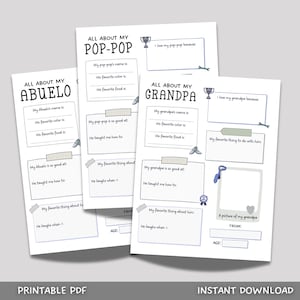 All About My Grandpa Abuelo Printable, Father’s Day Questionnaire ...