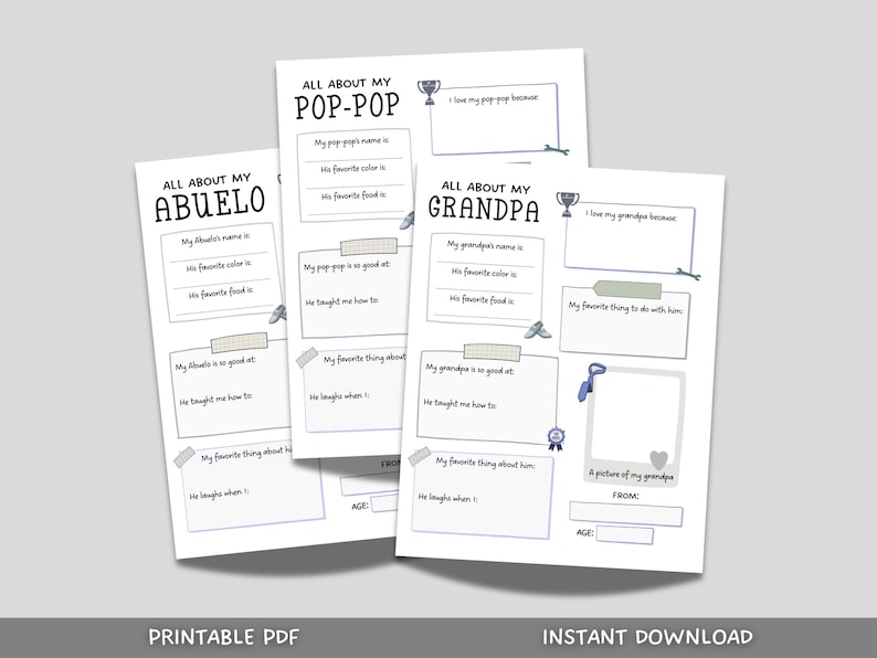 All About My Grandpa Abuelo Printable, Father’s Day Questionnaire ...