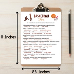 Basketball Trivia Game Printable Basketball Tailgate Party - Etsy