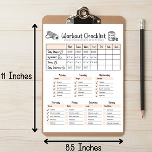 Workout Checklist Editable Daily Workout Routine Chart - Etsy