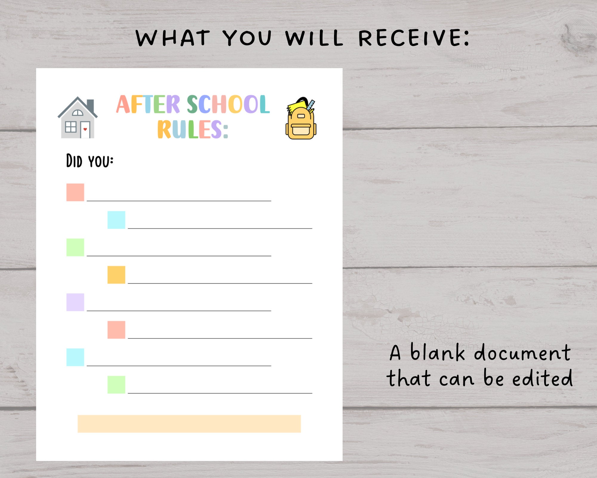Editable After School Rules Printable After School Checklist - Etsy ...
