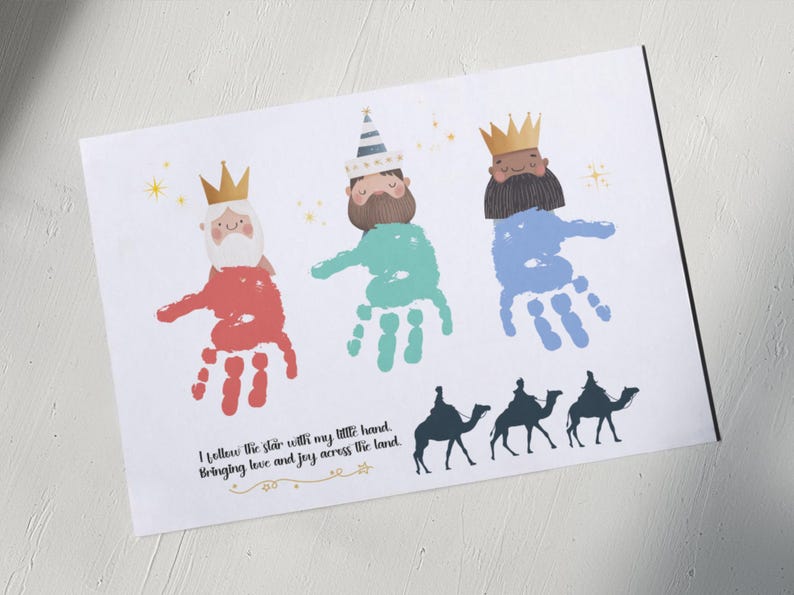 Three Kings Star Christmas Handprint Craft Printable for Kids DIY ...