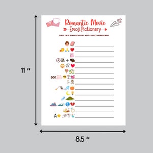 Valentine's Day Romantic Movie Emoji Pictionary Game Printable Activity ...