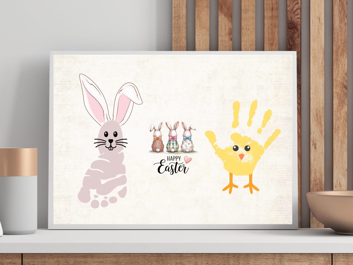 Bunny Chick Easter Handprint Footprint Craft for Kids Printable, DIY ...