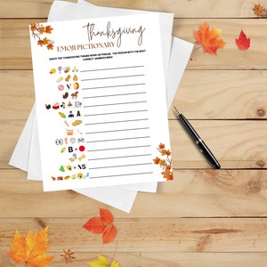Thanksgiving Emoji Pictionary Game Printable Friendsgiving - Etsy
