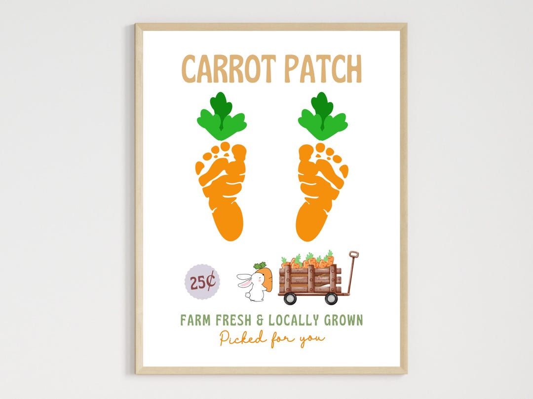 Carrot Patch Easter Footprint Craft for Kids Printable, DIY Spring Feet ...