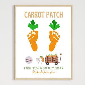 Carrot Patch Easter Footprint Craft for Kids Printable, DIY Spring Feet Art Activity Keepsake ...